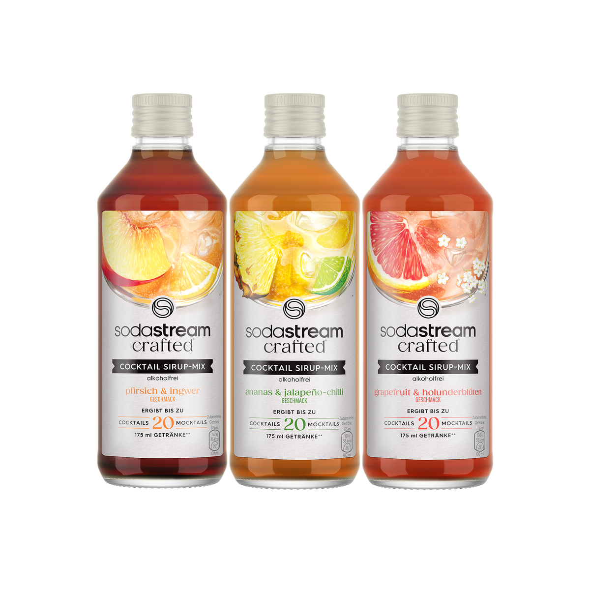 Crafted Cocktail Sirup-Mix (alkoholfrei) 330ml, 3er-Pack – SodaStream ...